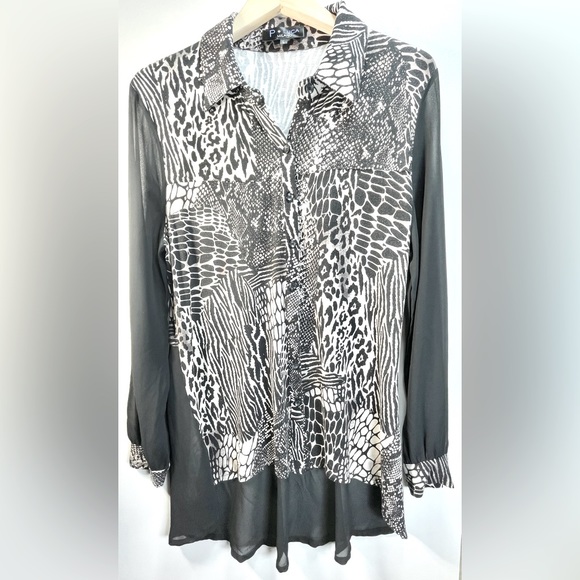 P . Luca Malano | Tops | P Luca Milano Animal Print Top Long Sleeve ...
